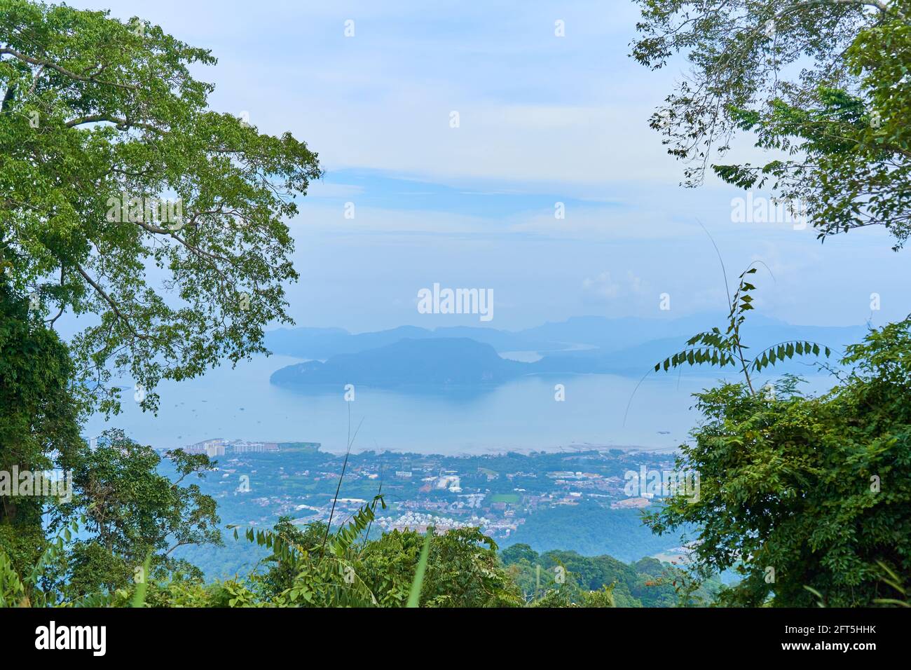 Natural landscape. Tropical island in Malaysia. Mountain jungle nature ...