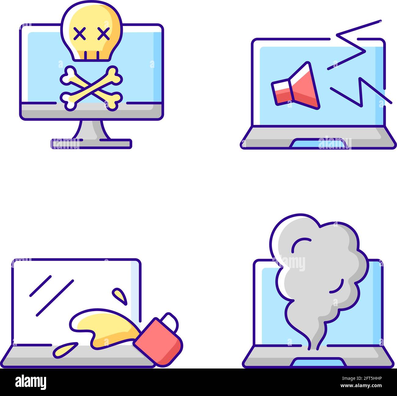 Broken laptop RGB color icons set Stock Vector Image & Art - Alamy