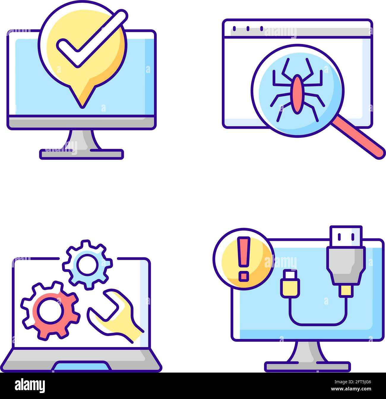 Computer diagnostics RGB color icons set Stock Vector Image & Art - Alamy