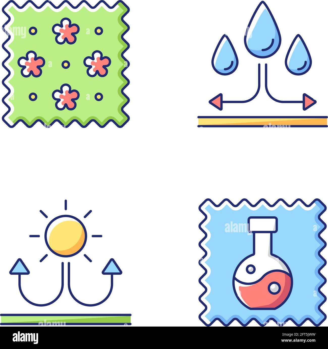 Fabric properties vector flat color icon set Stock Vector Image & Art ...