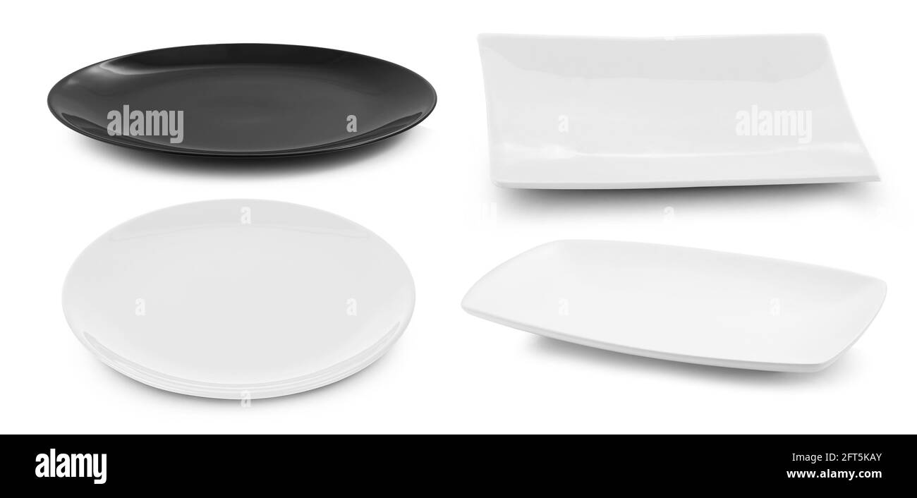 multi-shape of plate on white background Stock Photo - Alamy