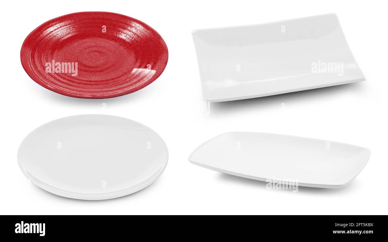 multi-shape of plate on white background Stock Photo - Alamy