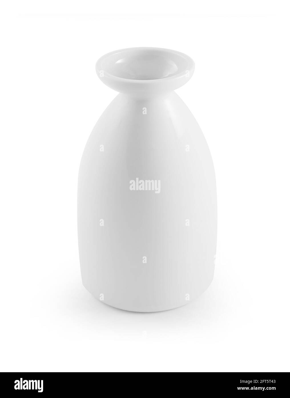 white ceramic japanese traditional sake bottle on white background ...
