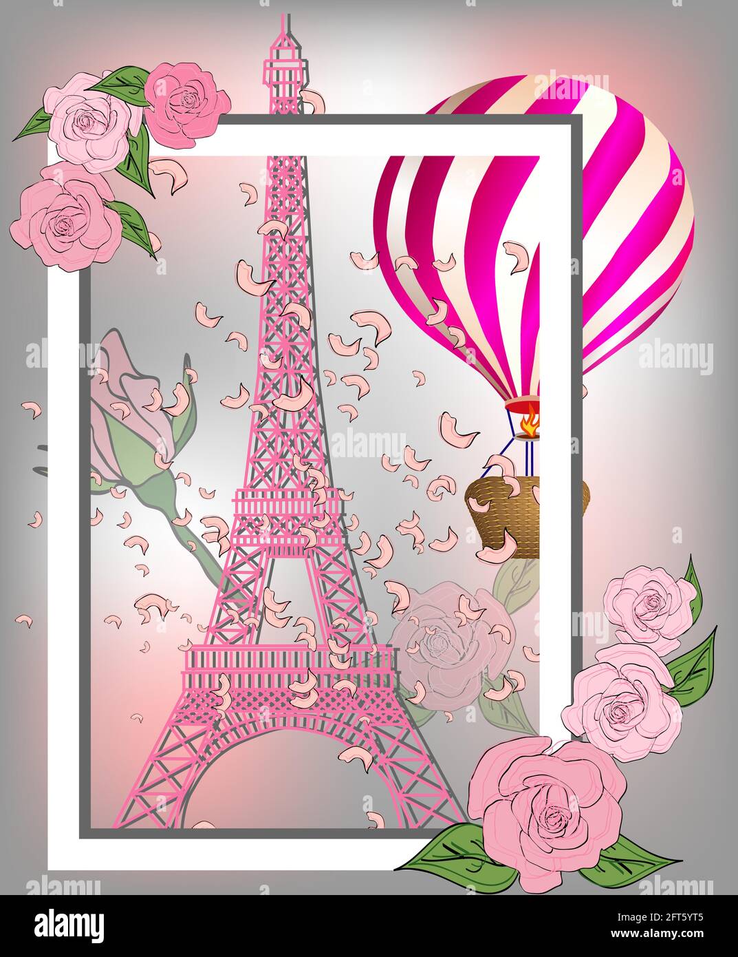 Vintage France poster design. romantic background with Eiffel tower and ...