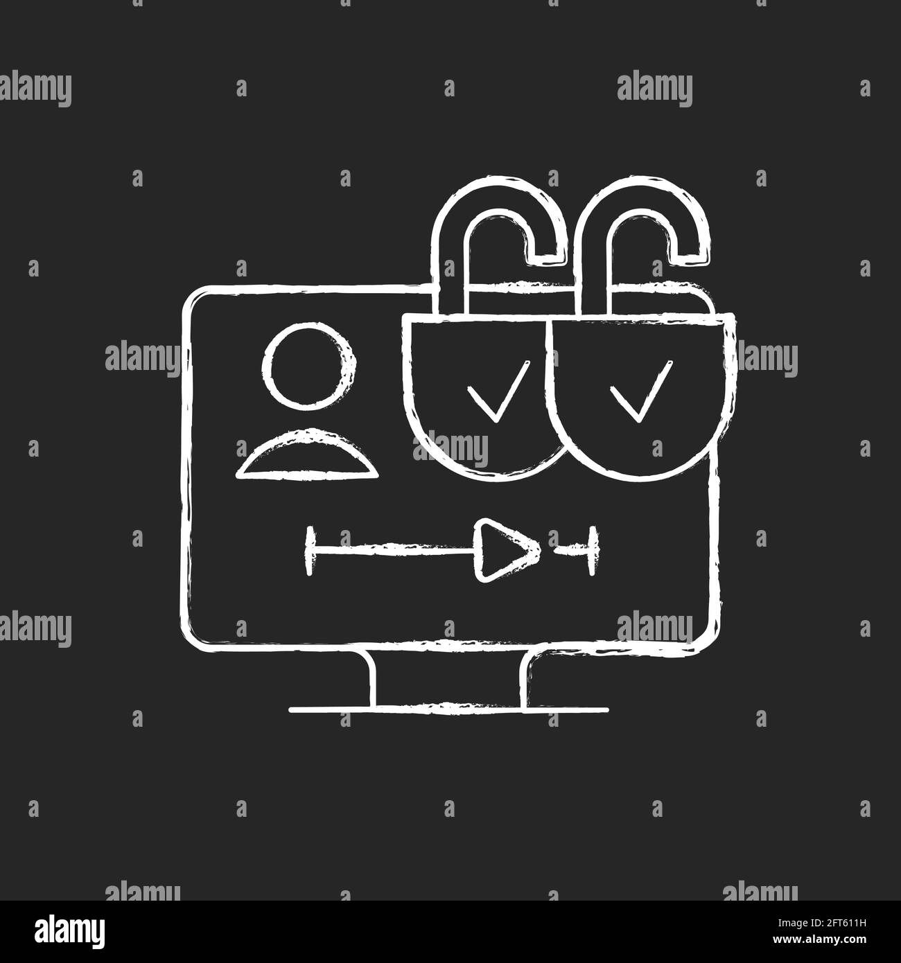 Multiple viewer profiles chalk white icon on black background Stock ...