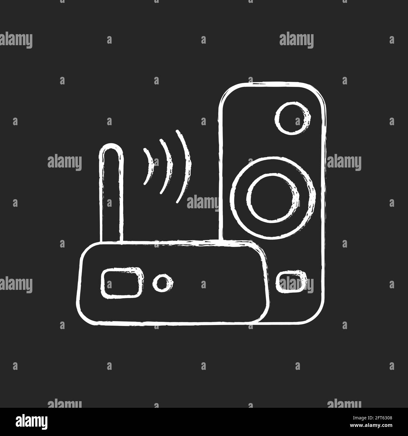 Media streaming device chalk white icon on black background Stock ...