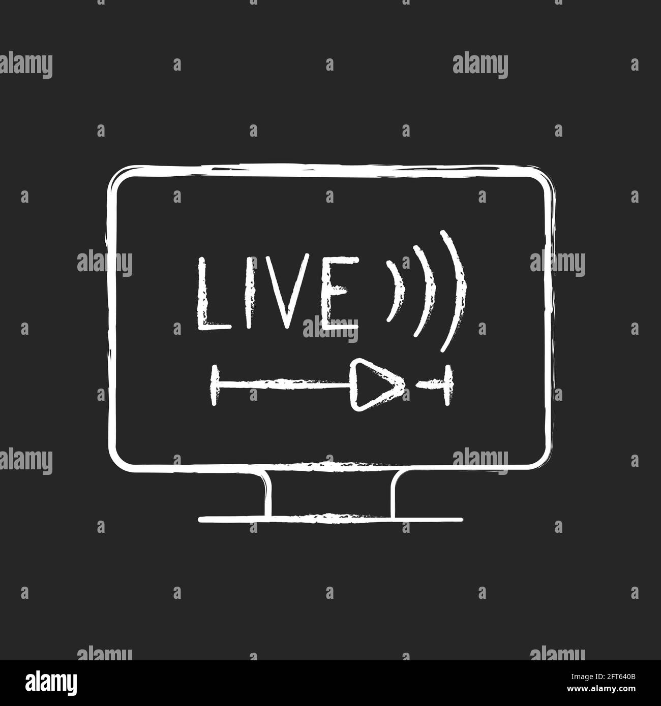 Live TV chalk white icon on black background Stock Vector Image & Art ...