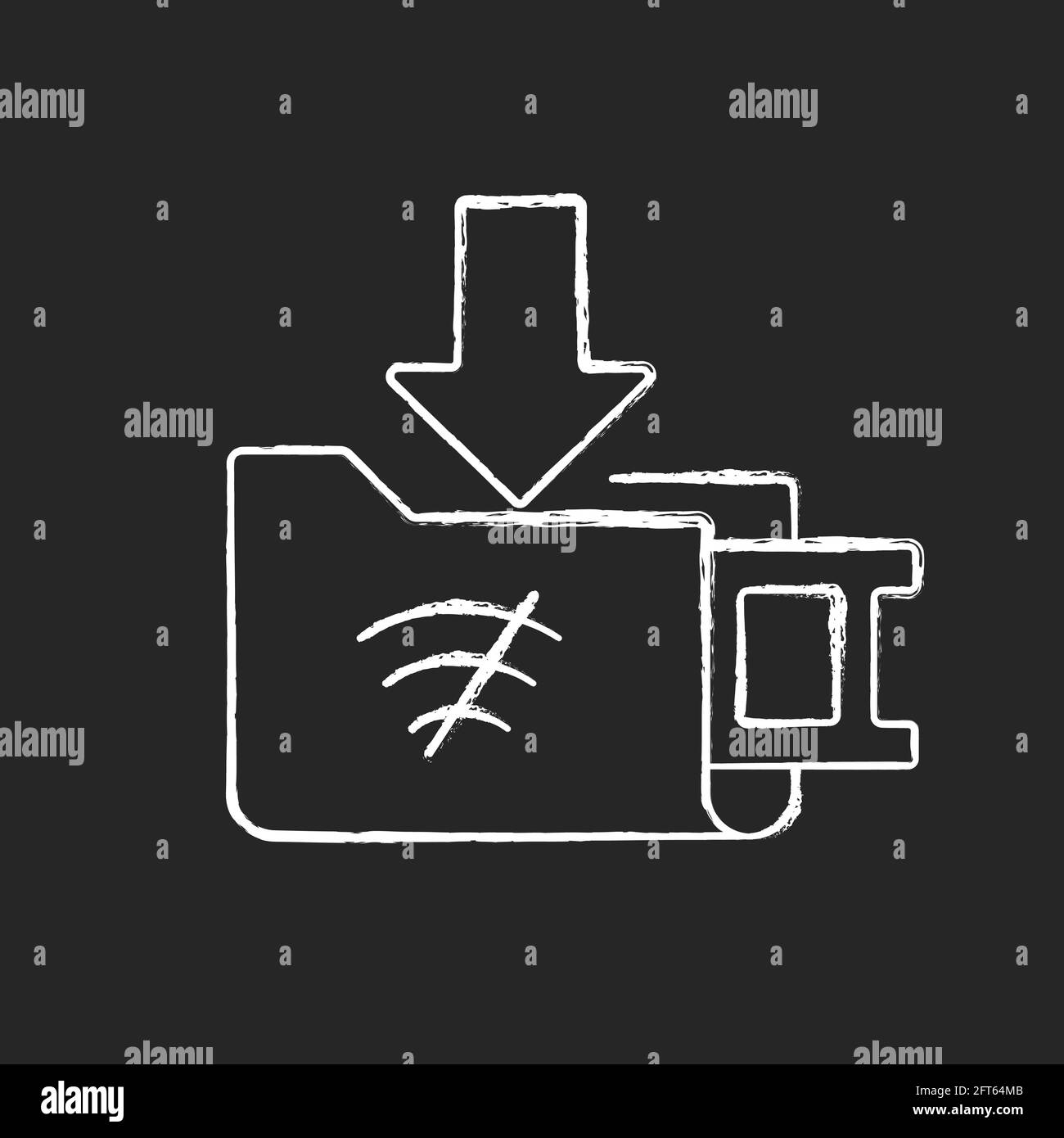 Offline downloads chalk white icon on black background Stock Vector ...
