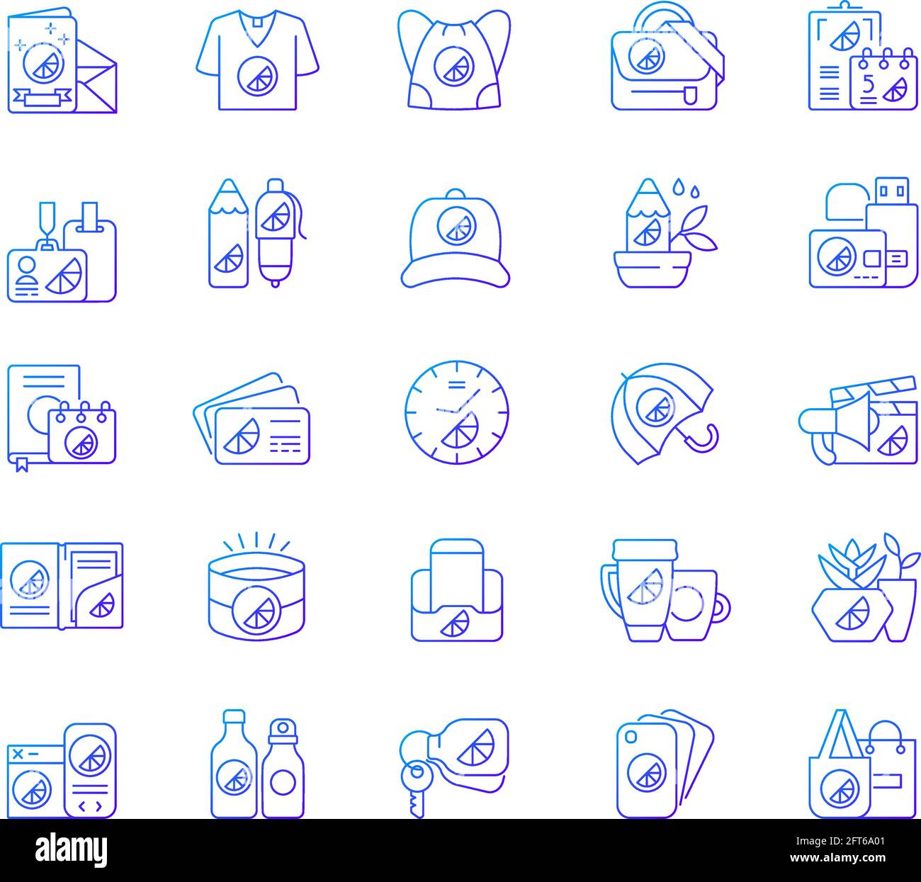 Company branding materials gradient linear vector icons set Stock ...