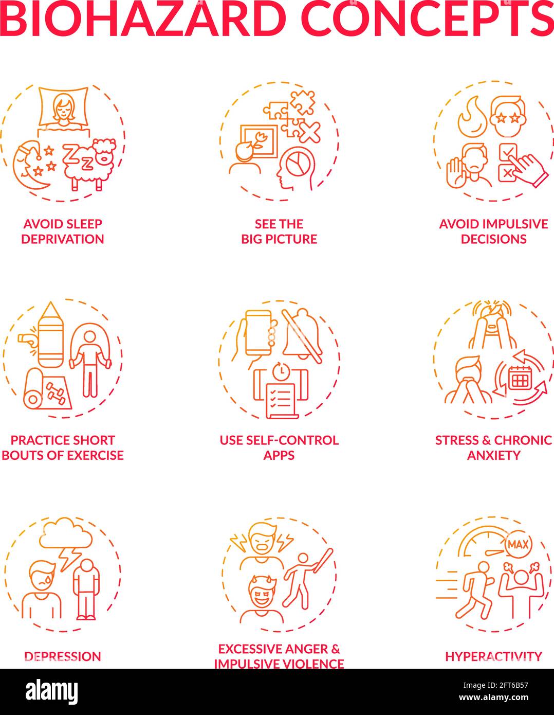 Self control red gradient concept icons set Stock Vector Image & Art - Alamy