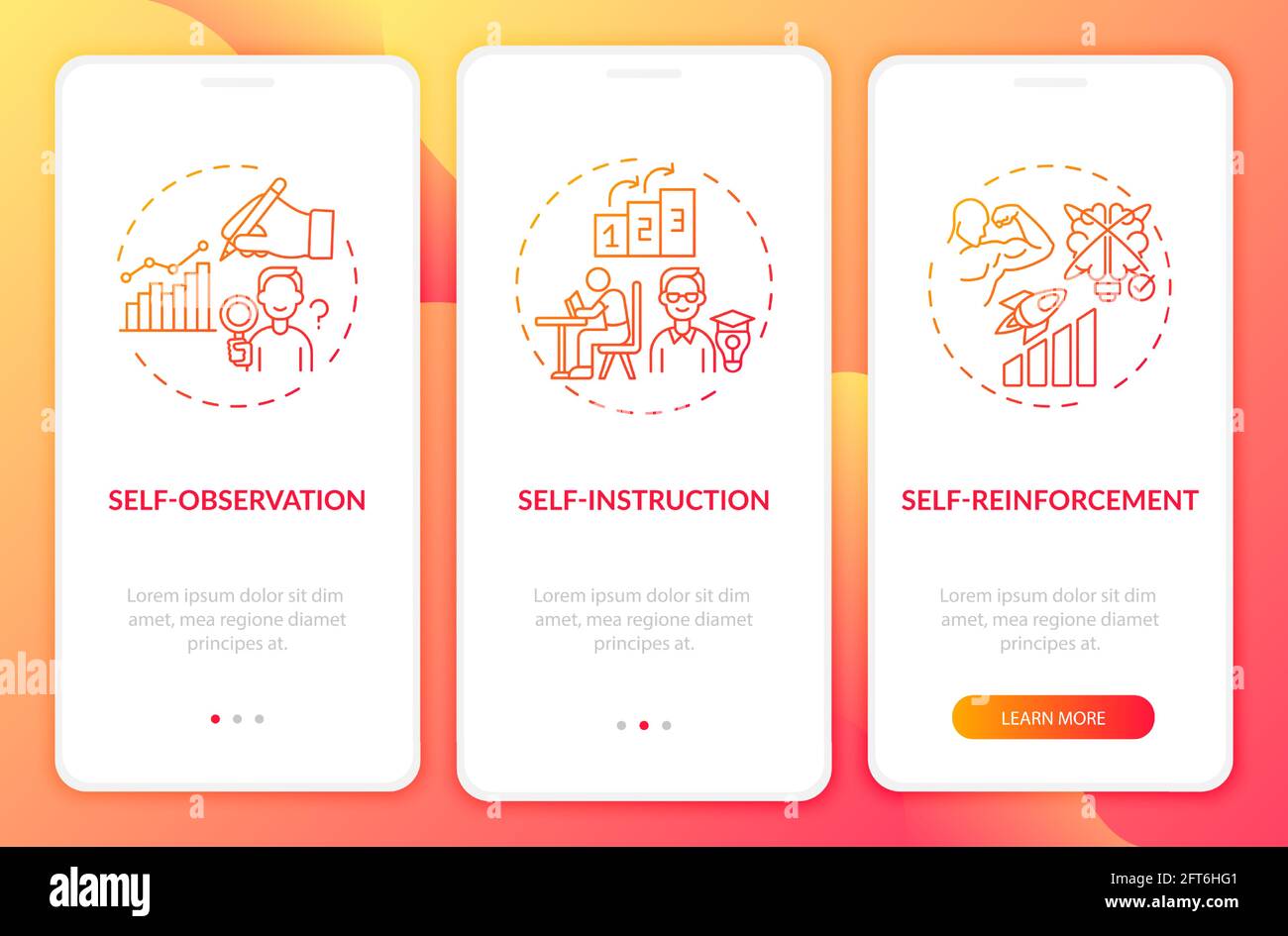 Self-control techniques red onboarding mobile app page screen with concepts Stock Vector Image ...