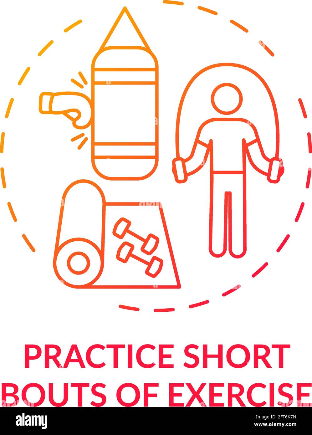 Practice short bouts of exercise red gradient concept icon Stock Vector ...