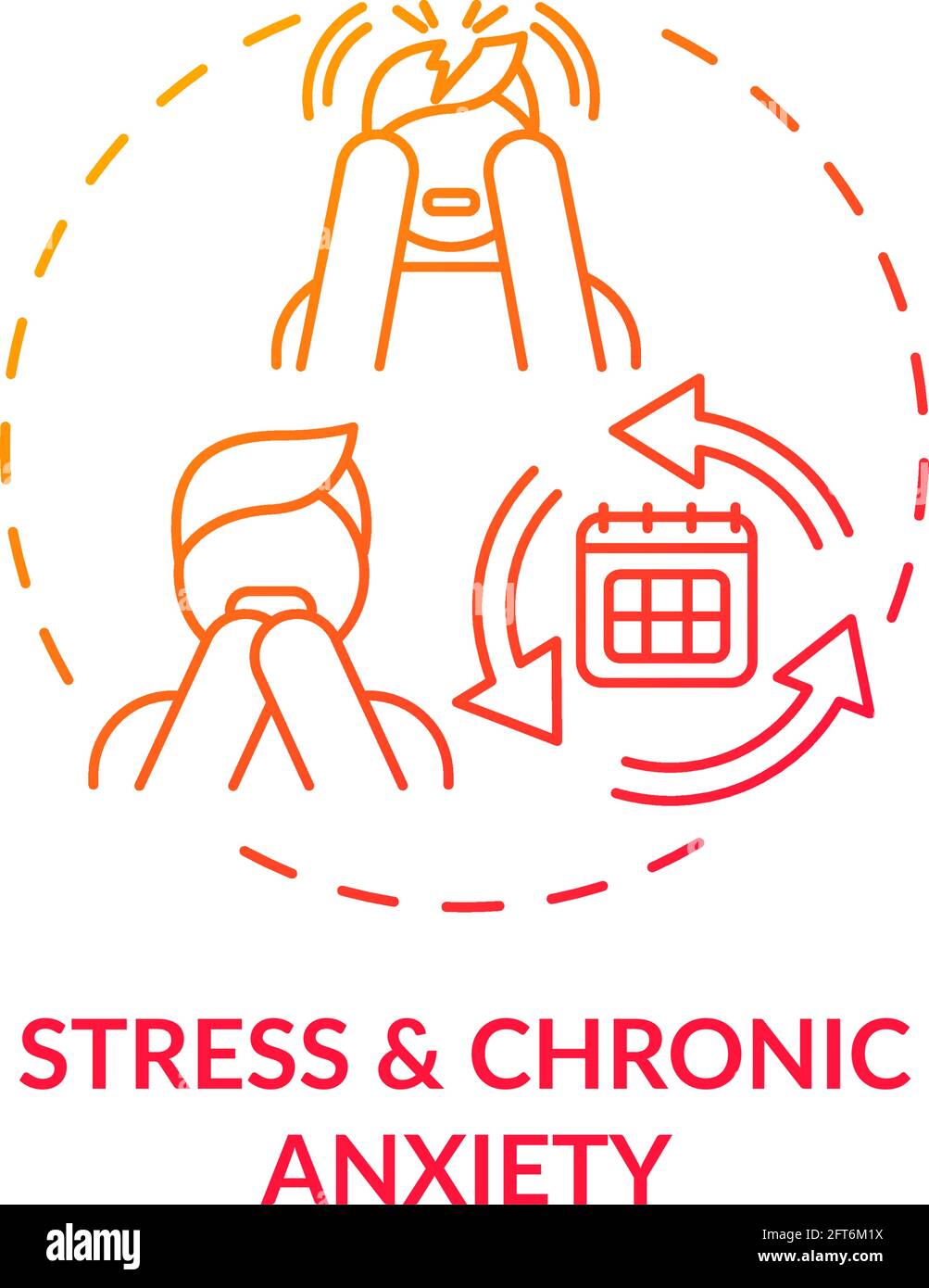 Stress and chronic anxiety red gradient concept icon Stock Vector Image ...
