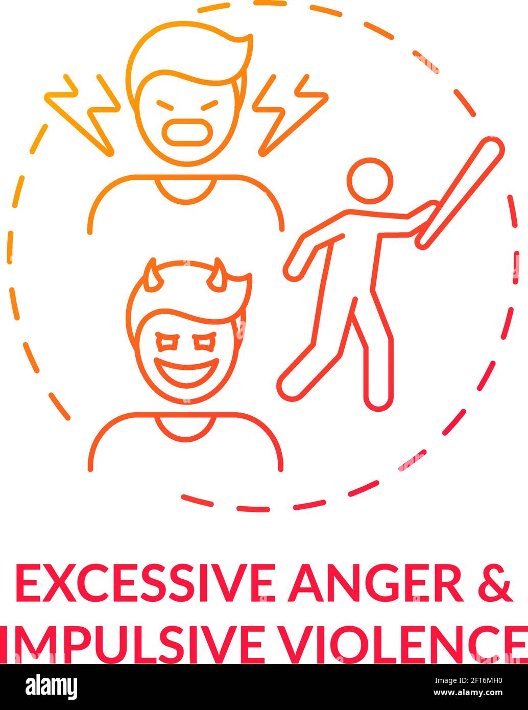 Excessive anger and impulsive violence red gradient concept icon Stock ...