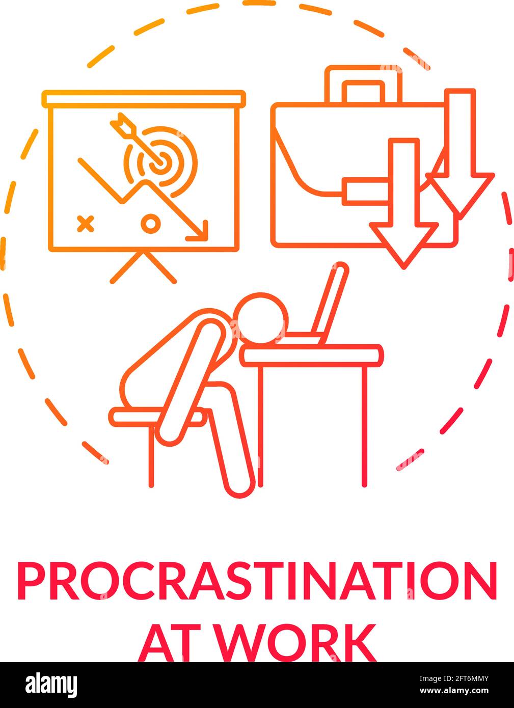 Procrastination at work red gradient concept icon Stock Vector Image ...