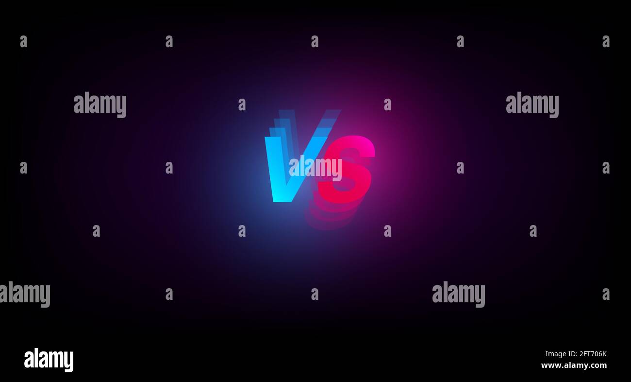 Versus tournament screen design. Blue red VS glowing monogram on black ...