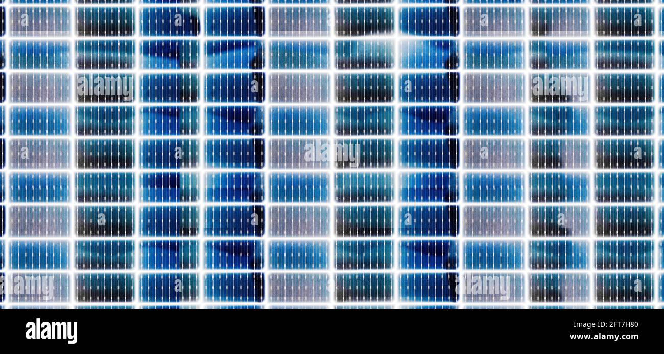 Large Blue Solar power panel photographed from below, the light shines ...