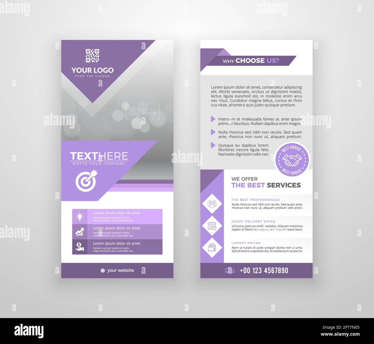 Double-sided DL flyer design. Brochure or flyer template. Layout with ...