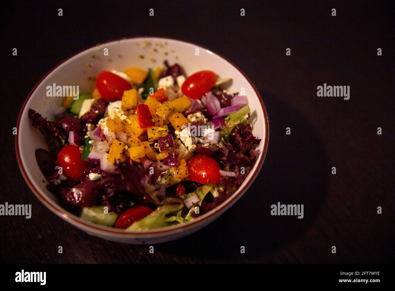 Small Greek Salad as a first course Stock Photo - Alamy