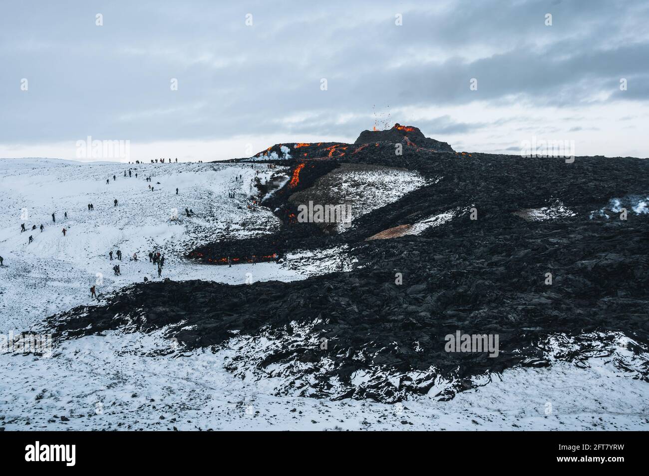 Iceland Volcanic eruption 2021. The volcano Fagradalsfjall is located ...