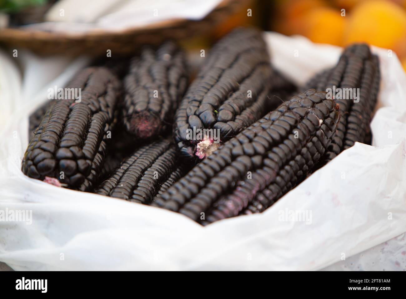 Bag of Black corn at a Peruvian Market Stock Photo - Alamy
