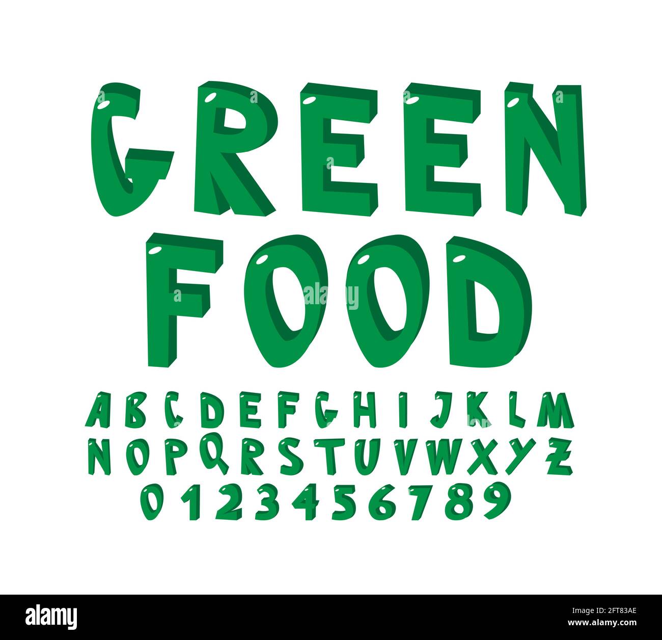 Green font in eco style creative vector font 3d Stock Vector Image ...
