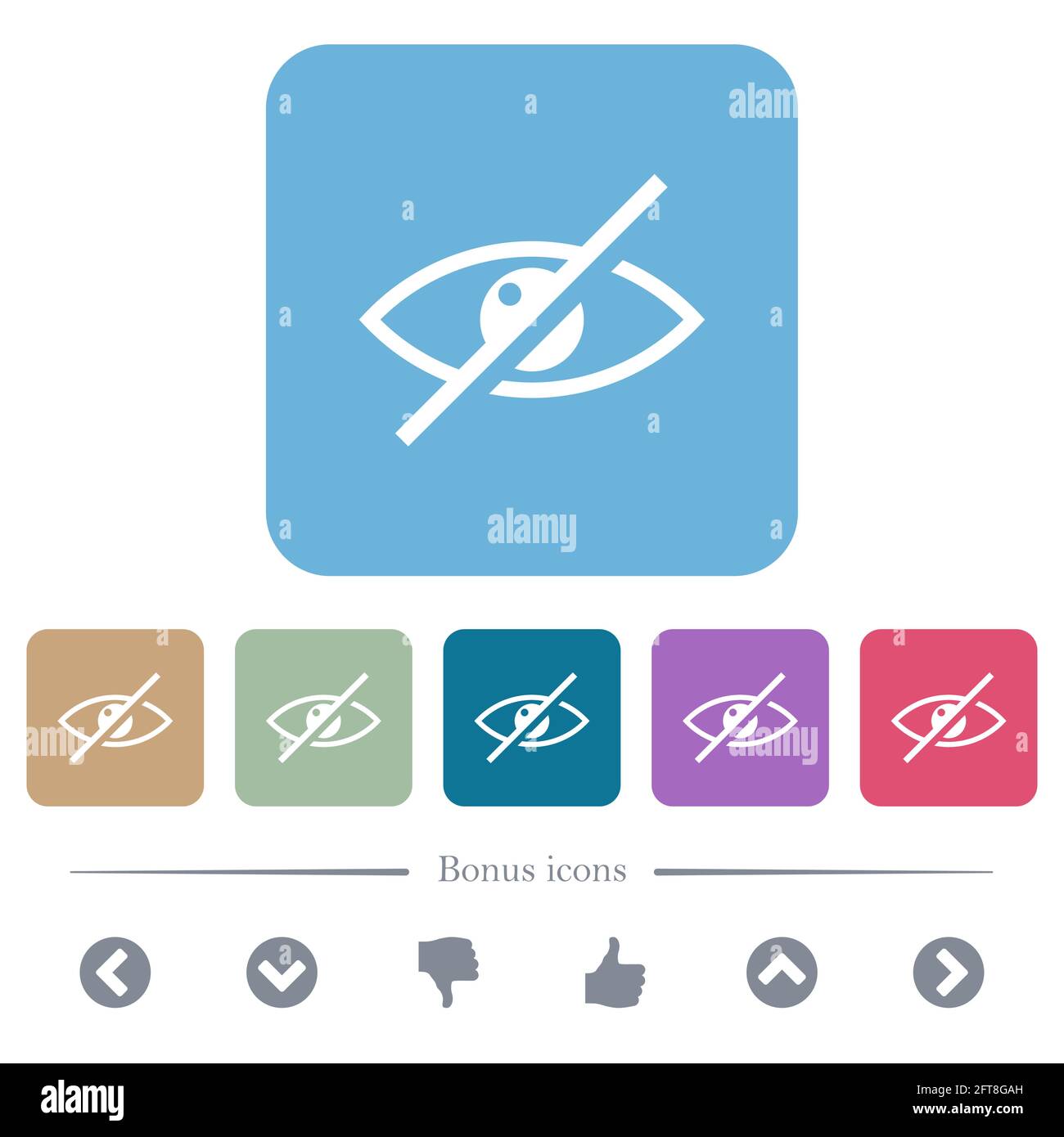 Visually impaired white flat icons on color rounded square backgrounds ...