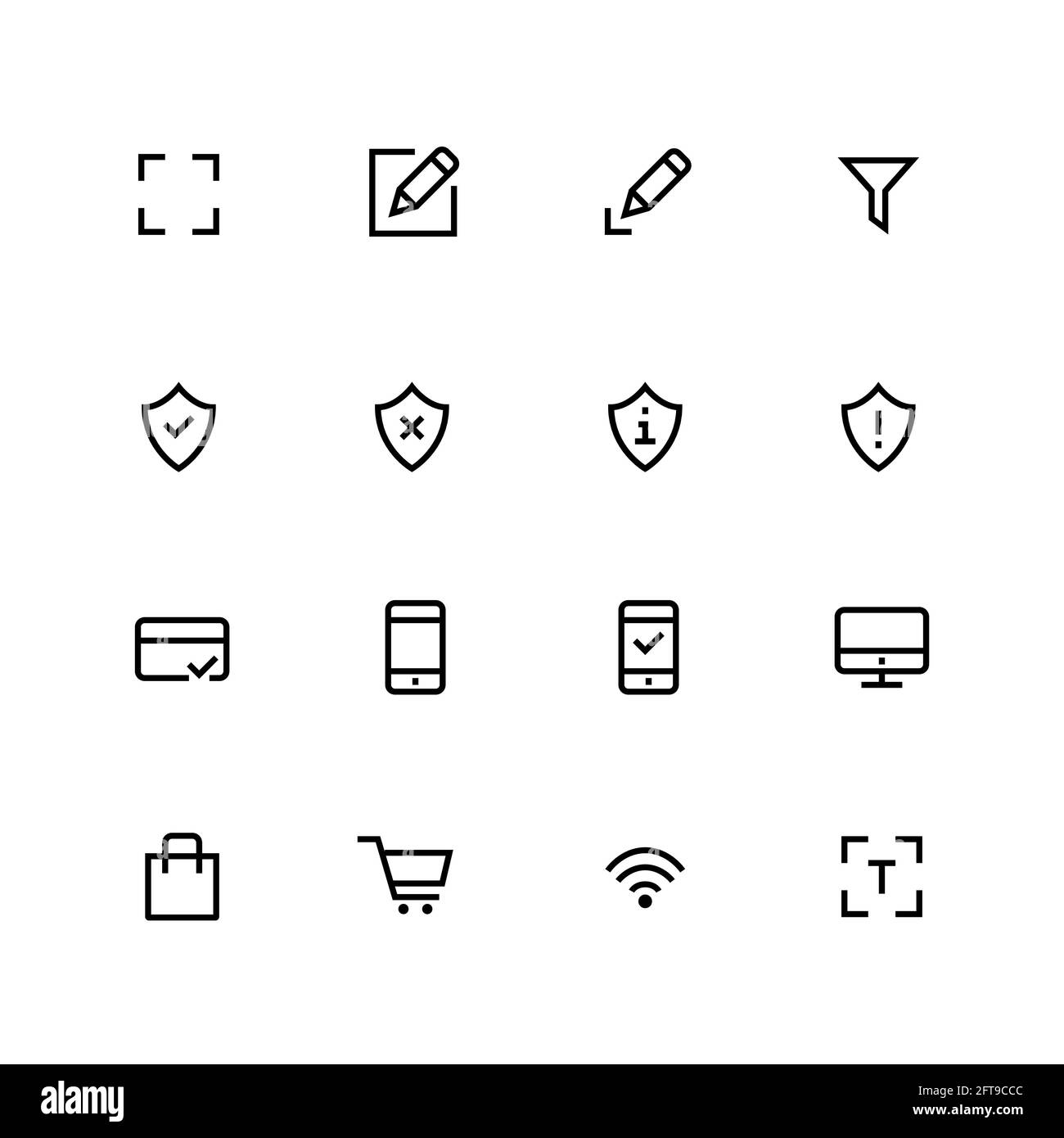 Essential ui icons. Pixel perfect editable stroke Stock Vector Image ...