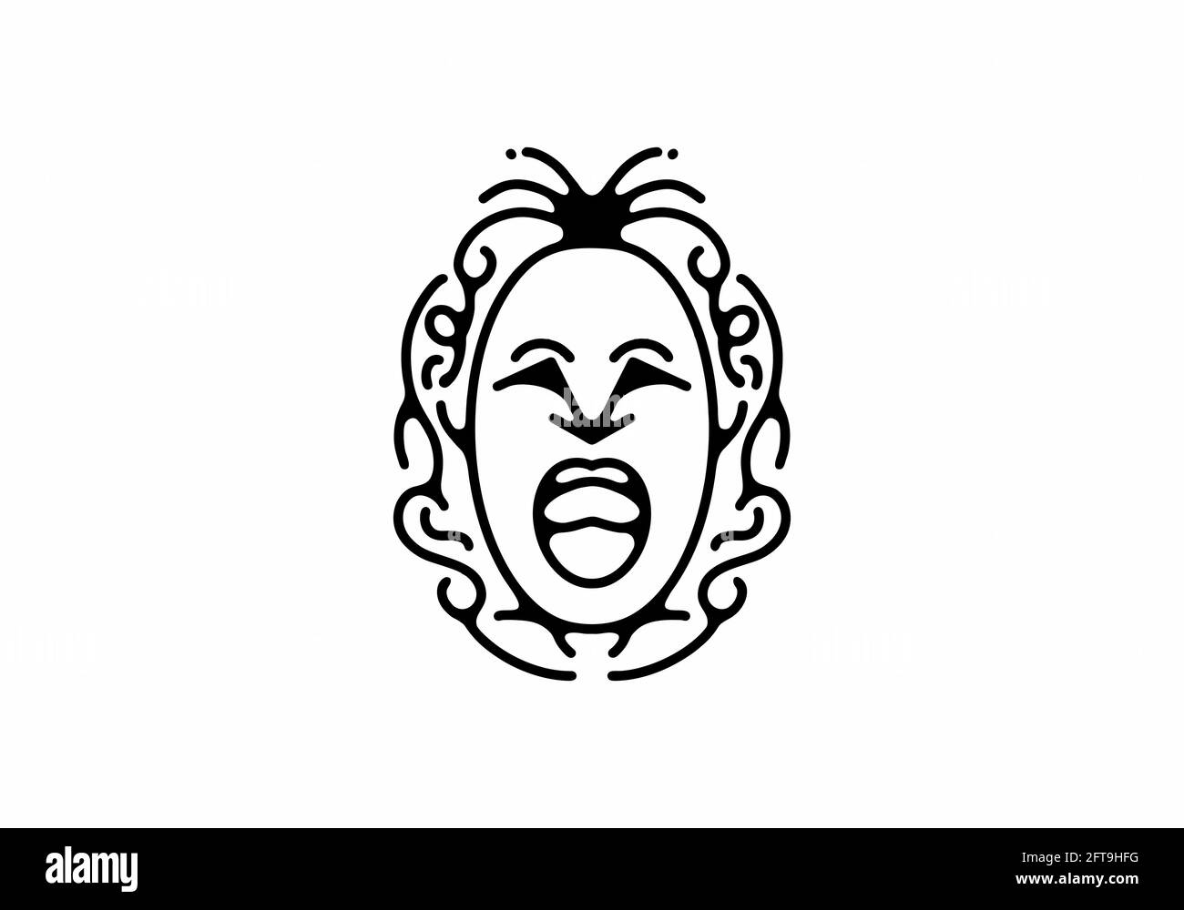 scream-face-line-art-illustration-design-stock-vector-image-art-alamy
