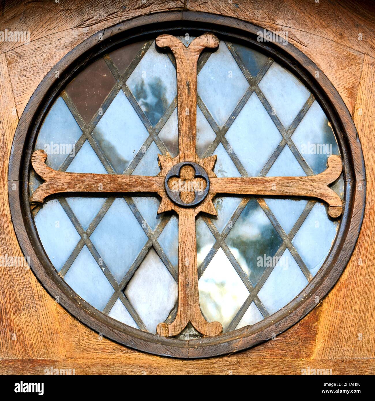 Detail of the decorated window above the entrance of a monastery in ...