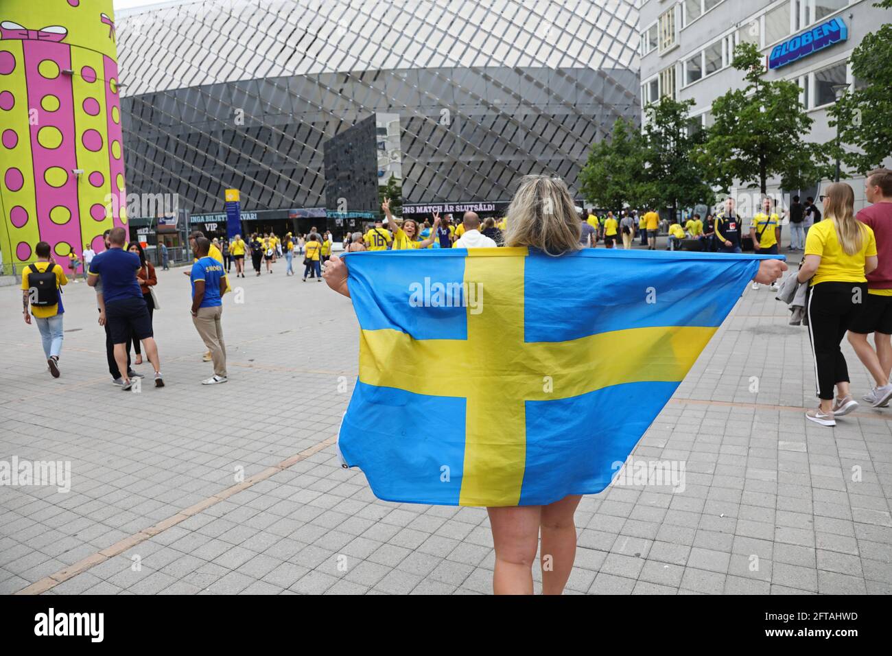 Swedish football supporters arrive at Tele 2 arena in Stockholm before ...