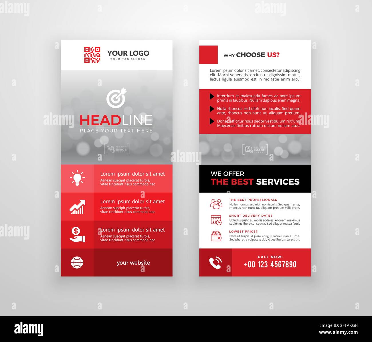 Double-sided DL flyer design. Brochure or flyer template. Layout with ...