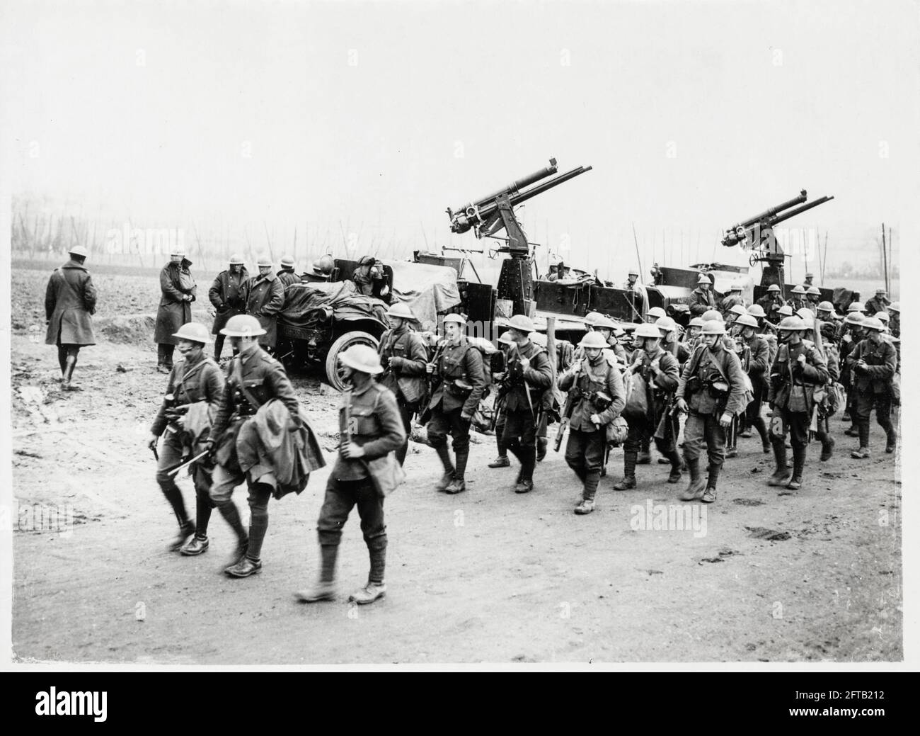 World War One, WWI, Western Front - Troops and guns returning from the ...