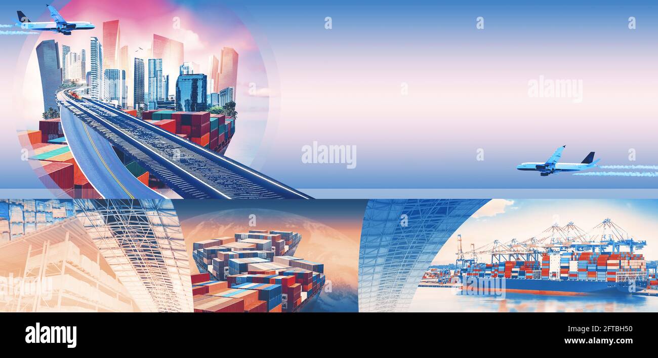 Industrial container cargo freight ship for import or export in port ...