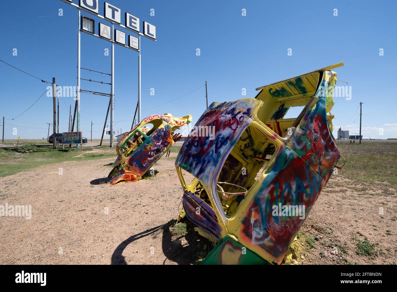 Conway, Texas - May 6, 2021: The famous VW Slug Bug Ranch, along ...