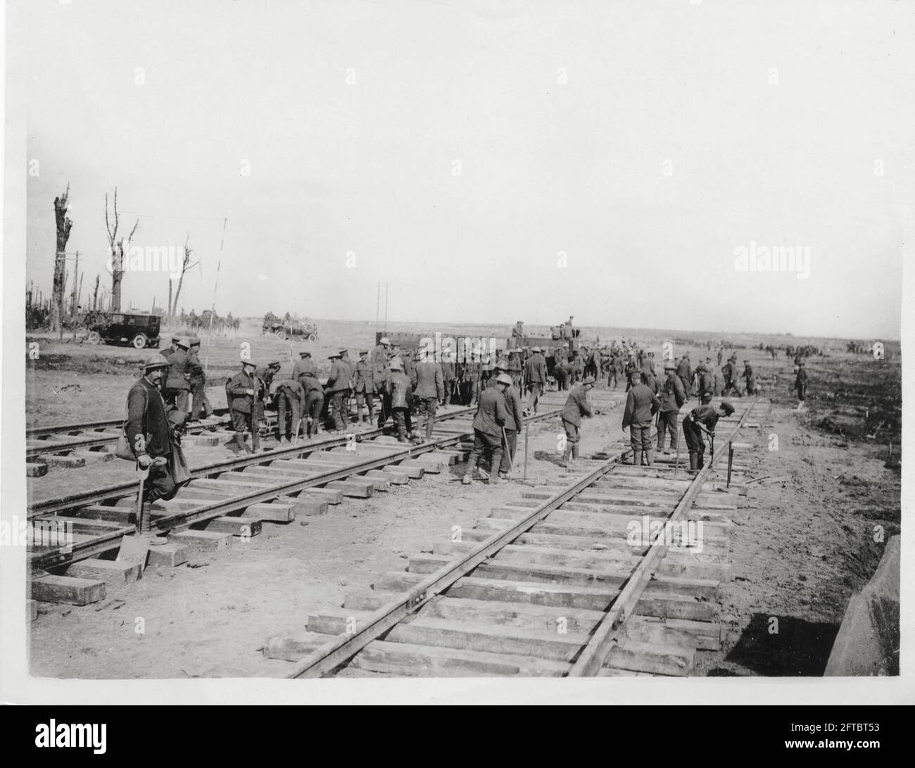 World War One, WWI, Western Front - Troops laying a railway prior to ...