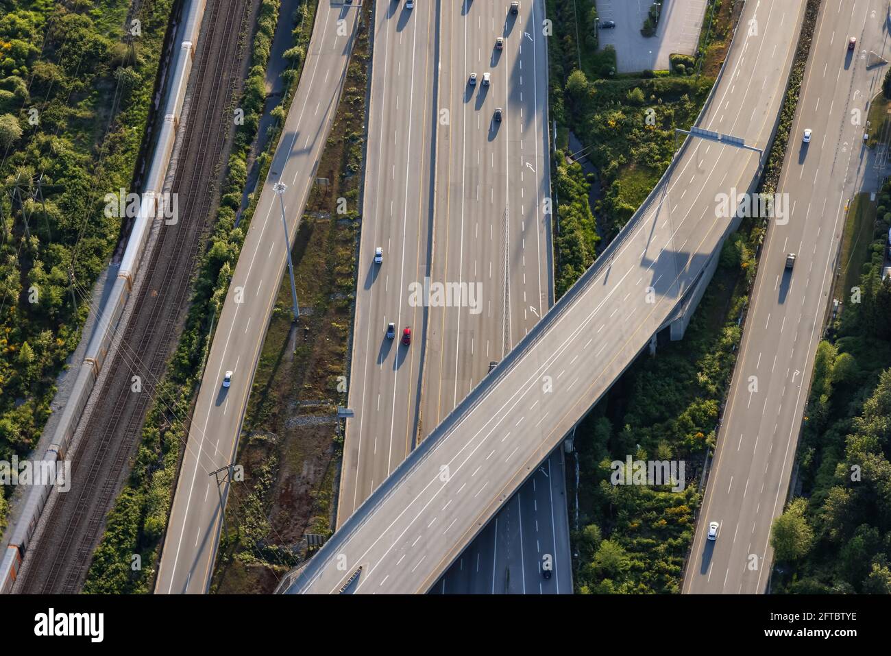 Aerial View from an Airplane of a junction at Trans-Canada Highway ...