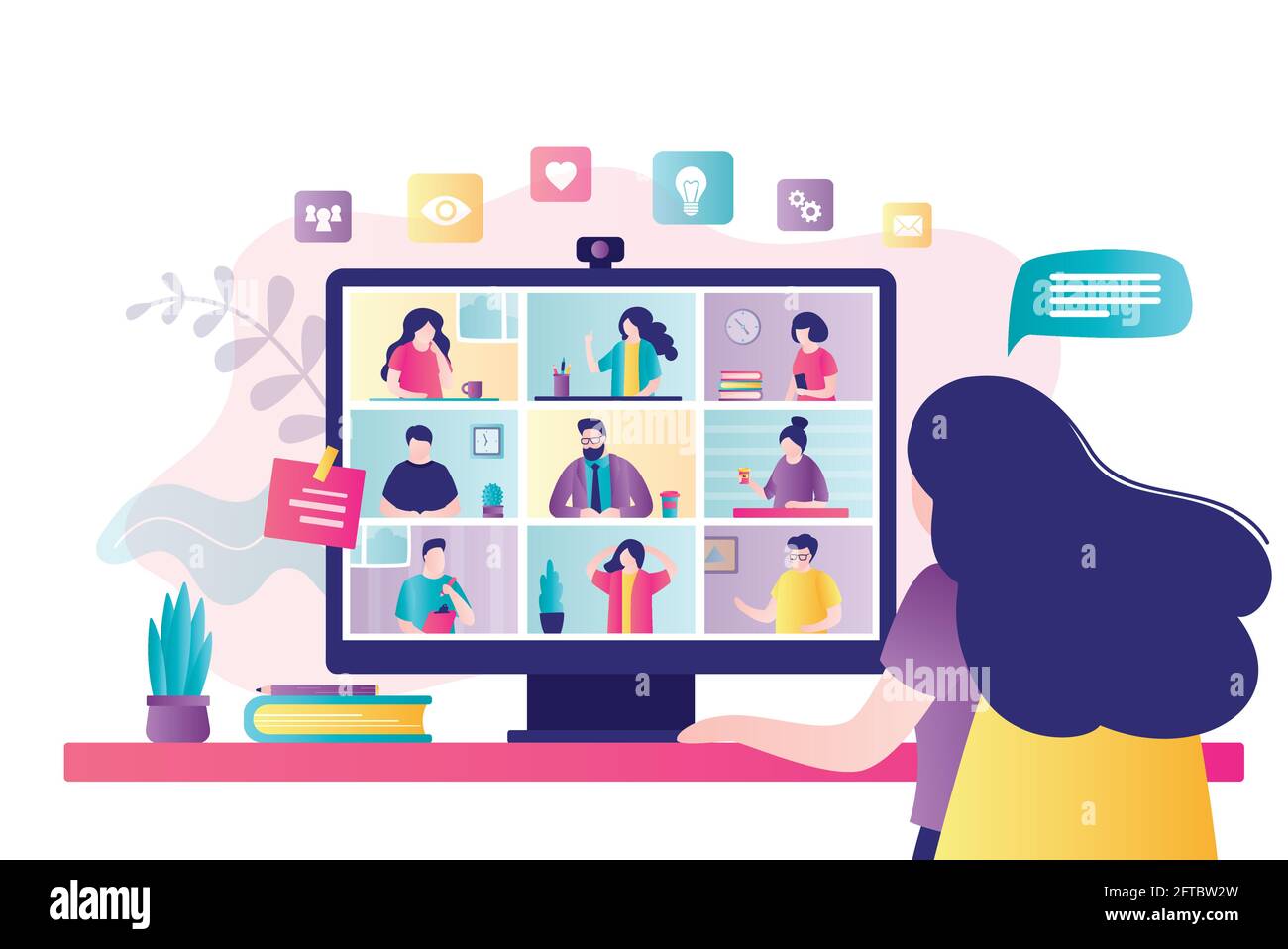 Guy in video conference Stock Vector Images - Alamy