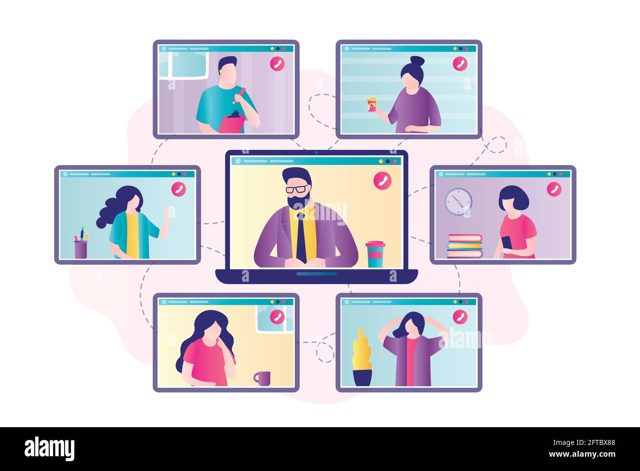 Zoom meeting cartoon Stock Vector Images - Alamy