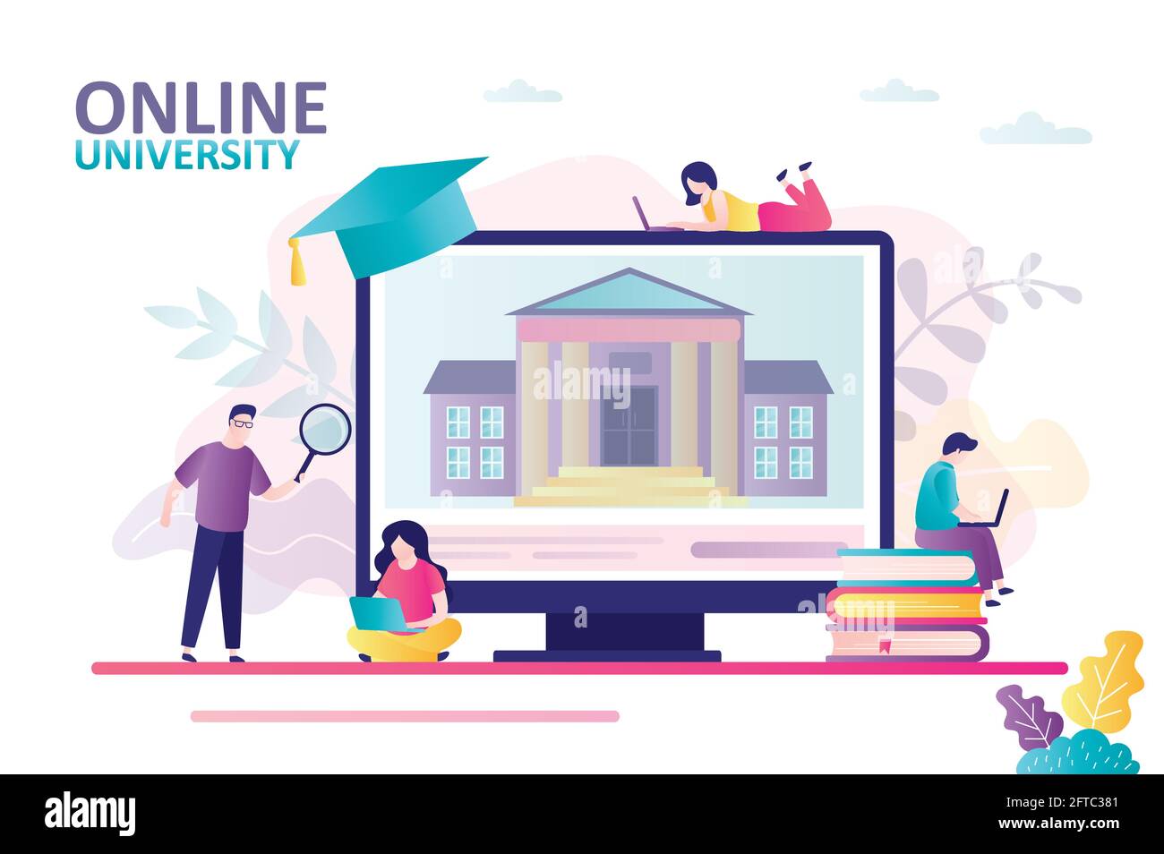 Concept of online education, technology and e-learning. University or ...