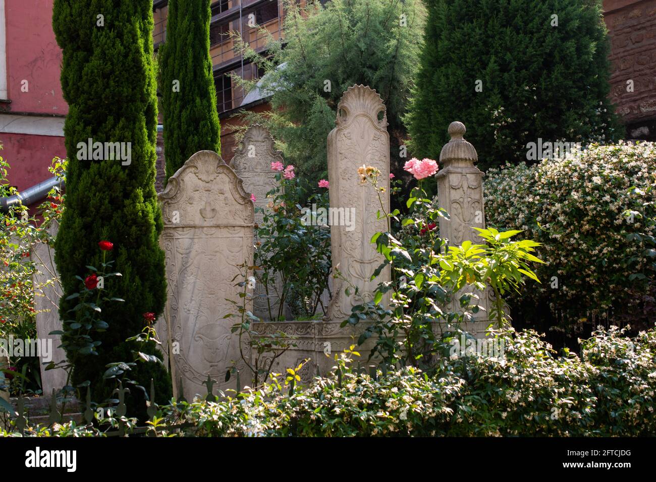 Ottoman style decorative art in marble tomb in cemetery Stock Photo - Alamy