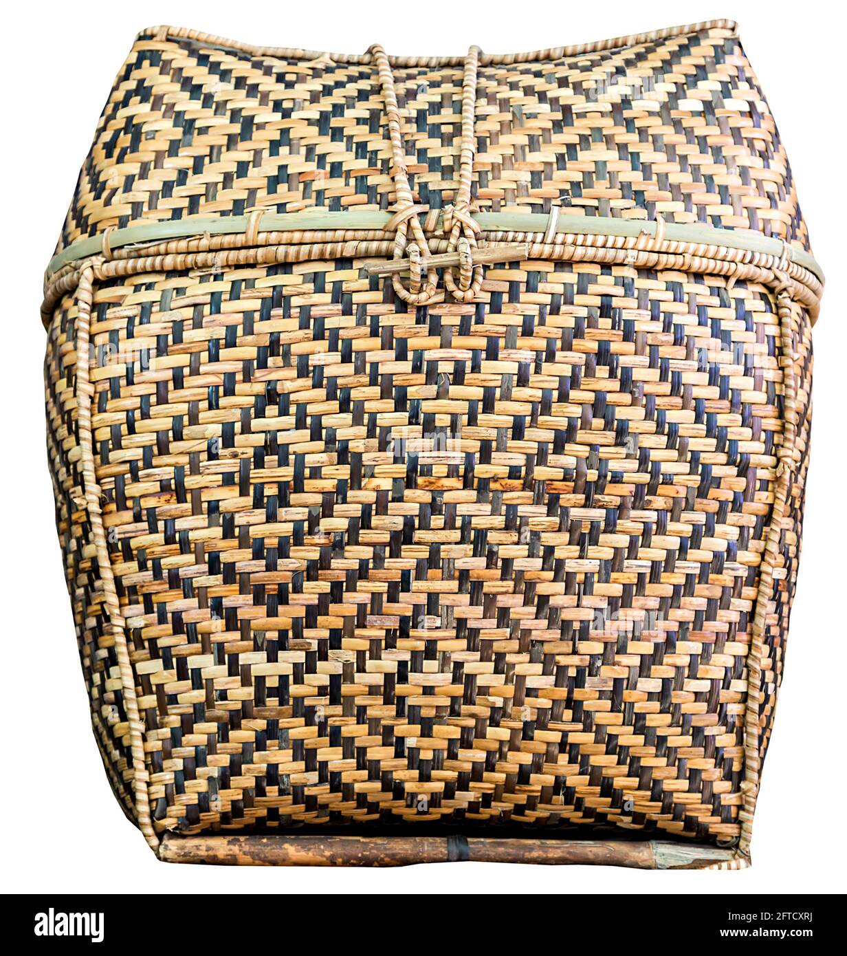 Wicker basket. Straw handmade container. Bamboo basket weave craft wood ...