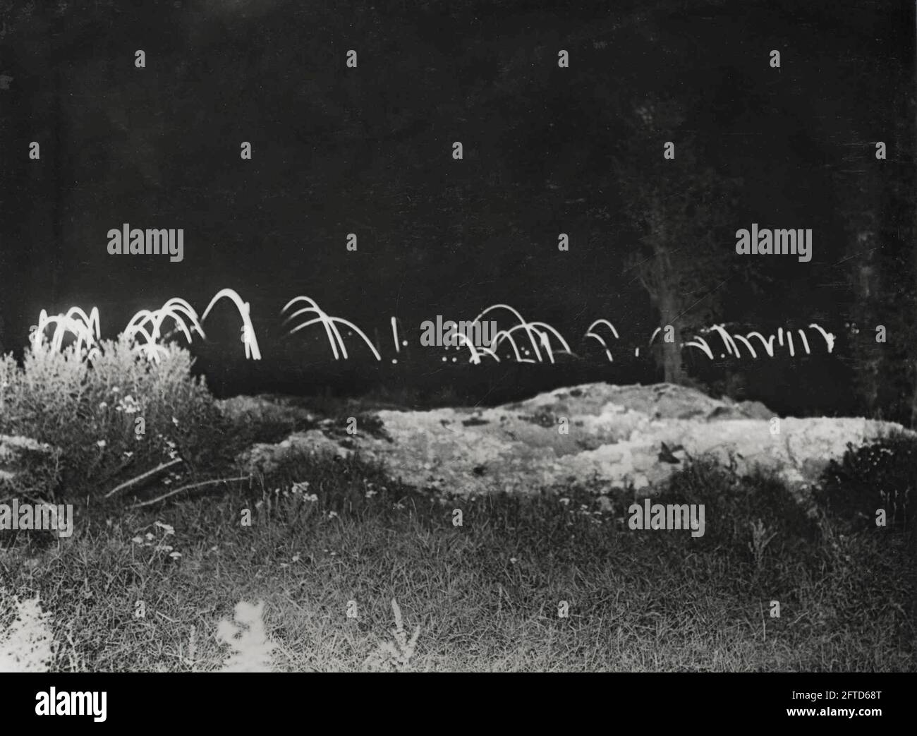 World War One, WWI, Western Front - A night scene within the Australian ...