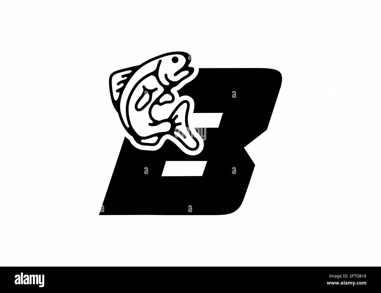 initial letter with fish in black color Stock Vector Image & Art - Alamy