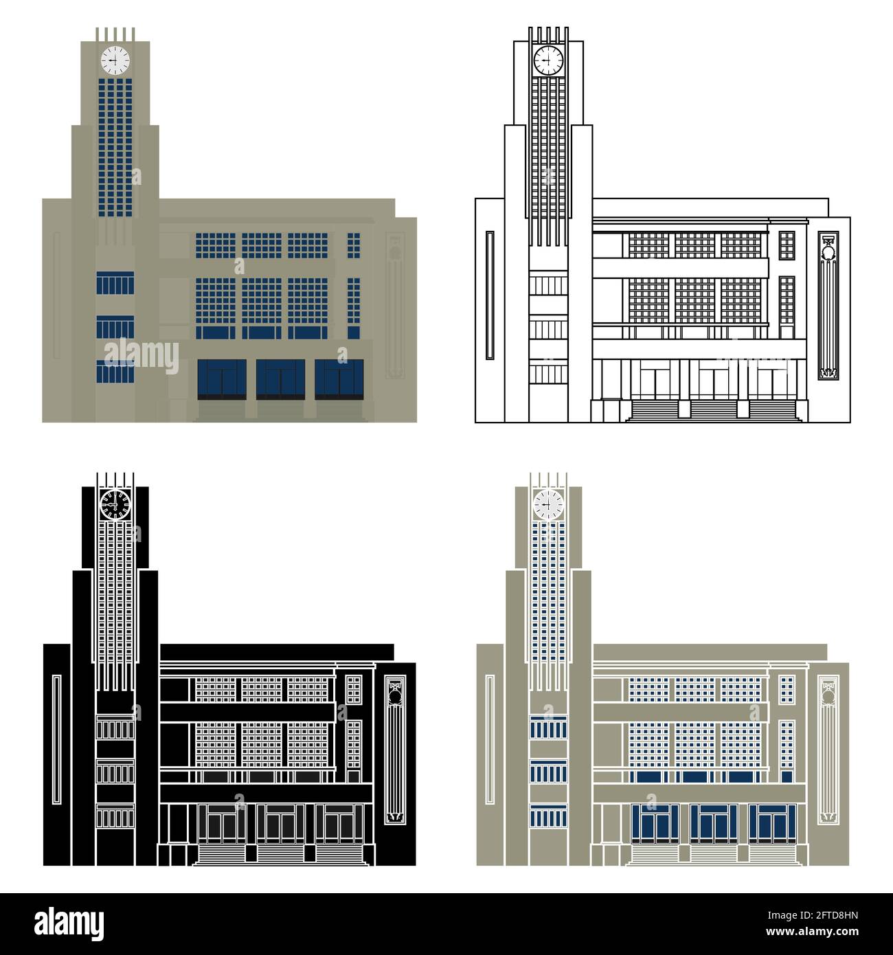 Classic town hall building Stock Vector Images - Alamy