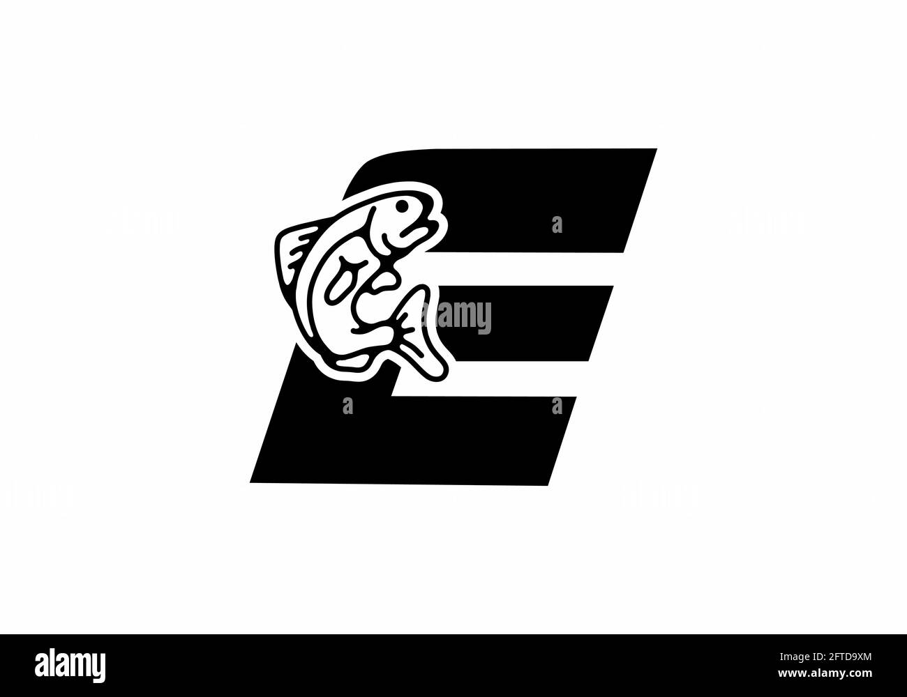 initial letter with fish in black color Stock Vector Image & Art - Alamy