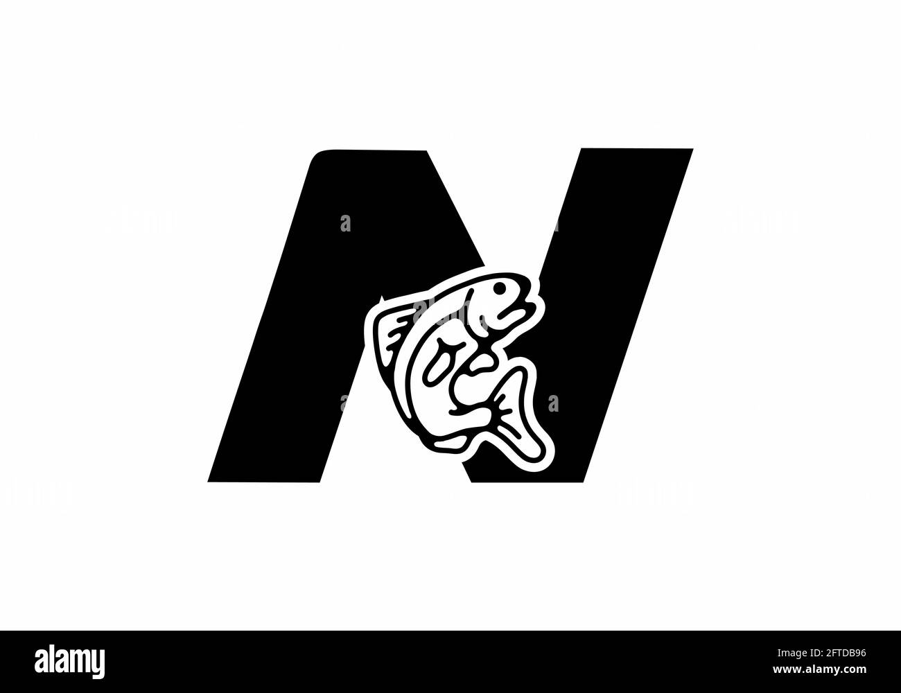 N initial letter with fish design Stock Vector Image & Art - Alamy