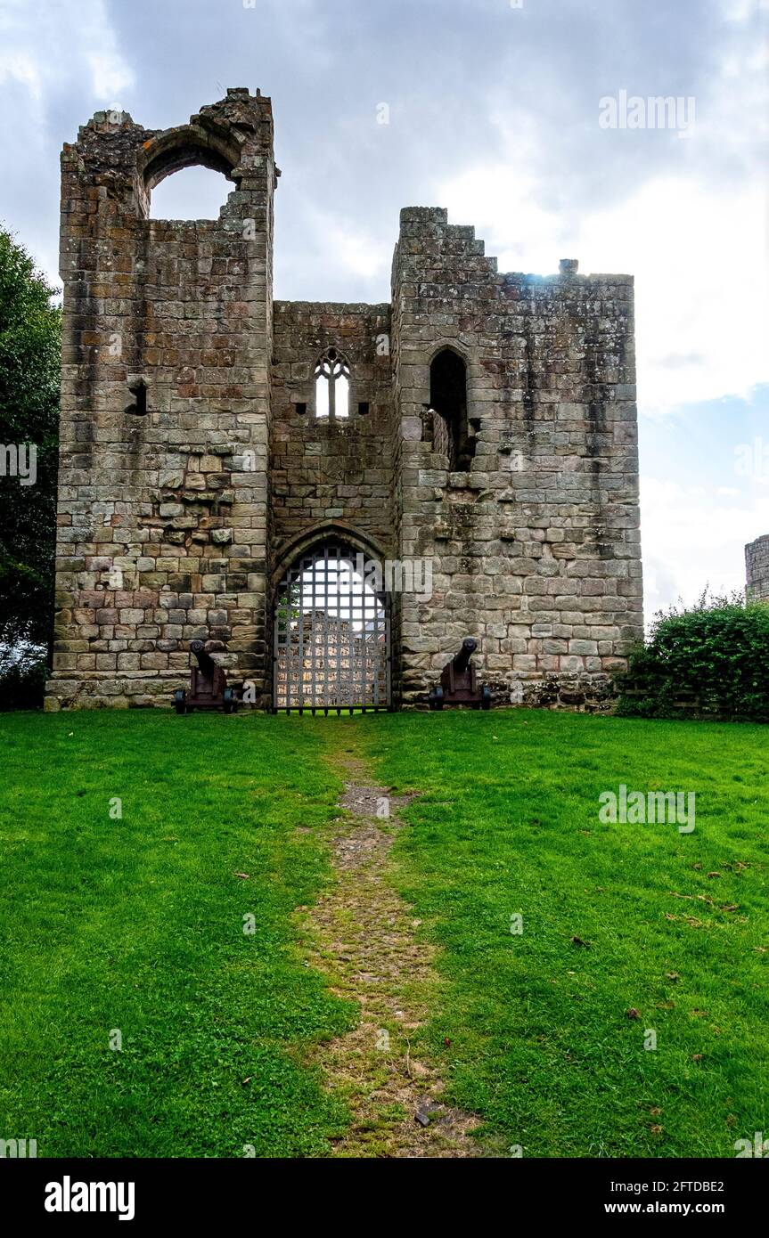 The ruins of the once formidable two-storey 14th century gatehouse of ...