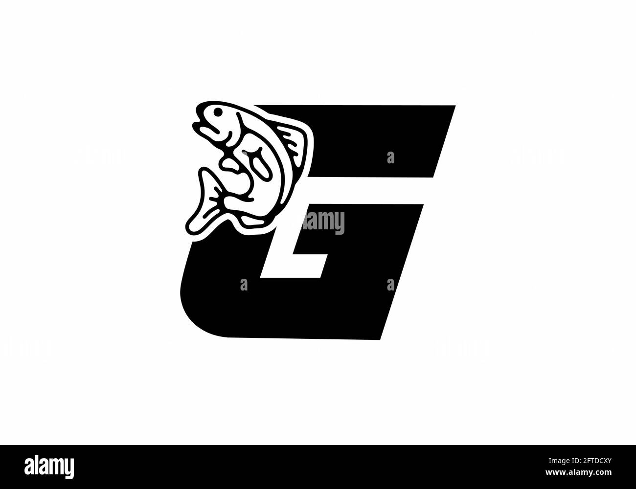 initial letter with fish in black color Stock Vector Image & Art - Alamy