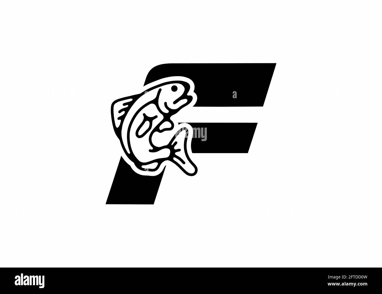 initial letter with fish in black color Stock Vector Image & Art - Alamy
